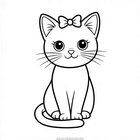 Şirin Kız Kedisi Kolay Çizimi Çocuklar Için Ücretsiz Yazdırılabilir Çizimler