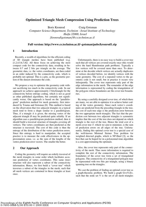 Pdf Optimized Triangle Mesh Compression Using Prediction Trees