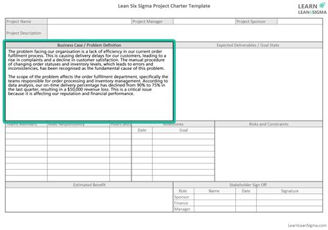 Guide Project Charter Learn Lean Sigma