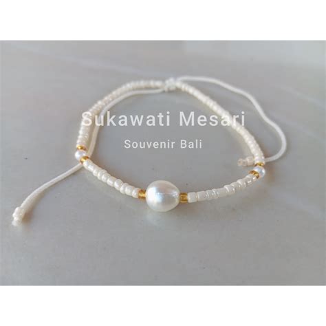 Jual Beed Bracelet Gelang Manik Manik Hiasan Mote Mutiara Outfit Pantai