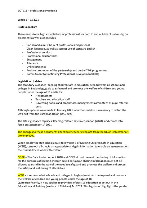 Professional Practice Lecture Notes Week 1 2 Professionalism There