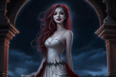 A close up of a woman in a white dress with red hair - SeaArt AI
