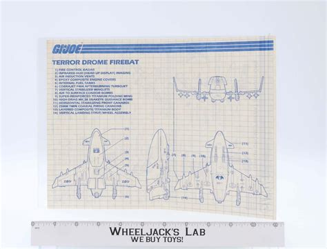 Cobra Terror Drome Firebat Blueprintinstruction Original 1986 Gi Joe