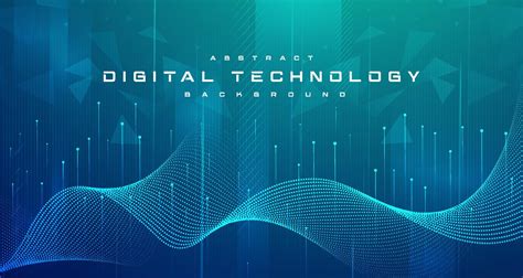 Digital Technology Banner Blue Green Background Concept Cyber Technology Light Effect Abstract