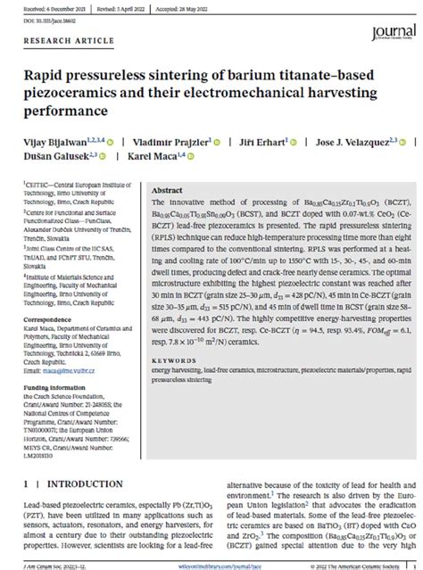 Dr Vijay Bijalwan Linkedin‘de Journaloftheamericanceramicsociety Energy Research