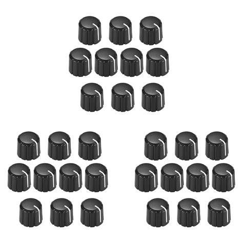 30pcs Potentiometer Control Knobs For Electric Guitar Volume Tone Black D Type 6mm
