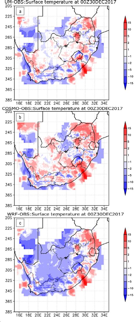 Surface 2 M Temperature Bias Over The South African Domain At 0000