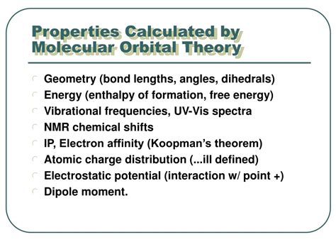 Ppt Molecular Orbital Theory Calculation Methods Computation Cost And Applications
