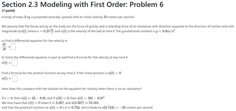 Solved Section Modeling With First Order Problem Chegg