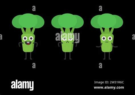 Broccoli Funny Character Three Animations Yes No Surprised