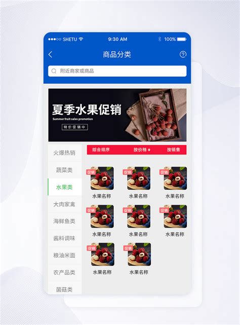 Ui Design Product Classification Mobile App Interface Template Image
