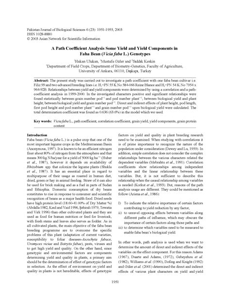 (PDF) A Path Coefficient Analysis Some Yield and Yield Components in Faba Bean ( Vicia faba L ...