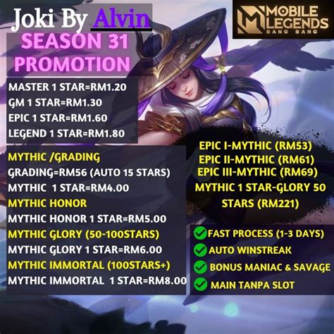Joki Mobile Legends Mlbb Murah Malaysiamlbb Boosting Rank Serviceml