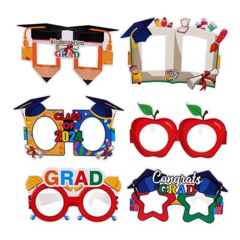 6 Pcs Graduation Party Glasses Decorate Graduation Paper Glasses