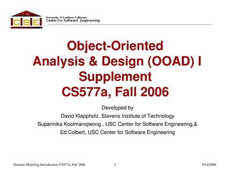 Object Oriented Analysis And Design I Supplement Slides Ame 577 Docsity