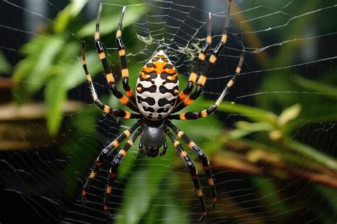 Premium Ai Image Garden Spider On The Cobweb