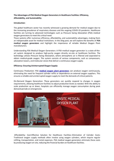 Ppt The Advantages Of Psa Medical Oxygen Generators In Healthcare Facilities Powerpoint