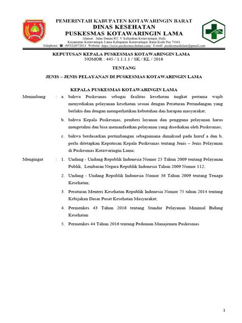 1111 Sk Jenis Pelayanan Oke Pdf