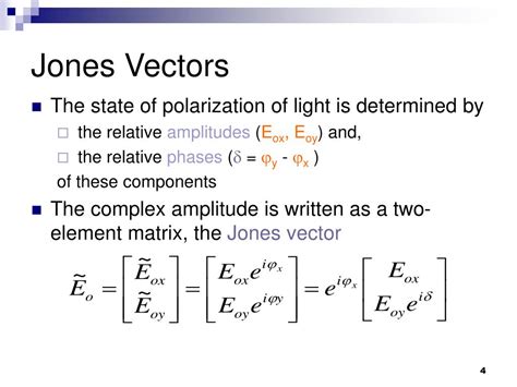 Ppt Polarization Jones Vector And Matrices Powerpoint Presentation Id