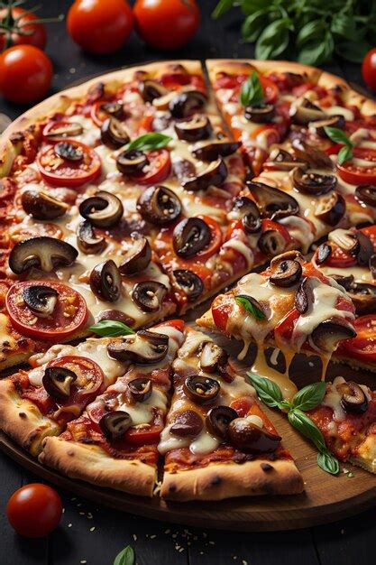 Premium Ai Image Pizza With Topping Tomato Mushrooms