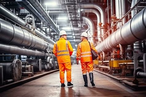 Two Heavy Industry Engineers Walking Through Pipe Manufacturing