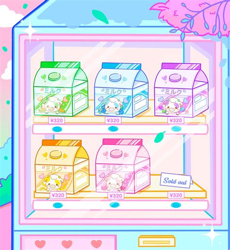 Kawaii Milkbox Vending Machine Art In 2024 Cute Vending Machine