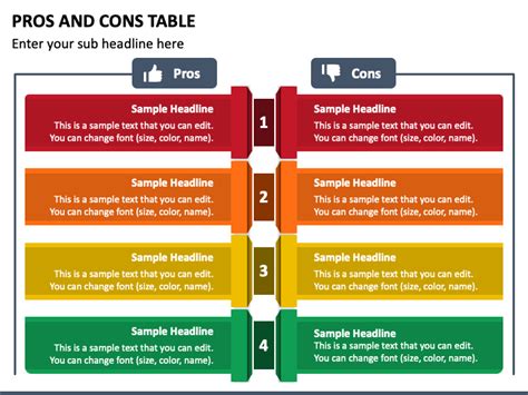 Pros And Cons Table For Powerpoint And Google Slides Ppt Slides