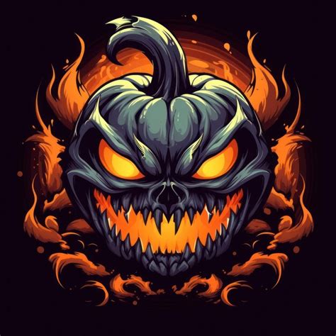 Premium Ai Image Scary Pumpkin With A Flat Background For Happy