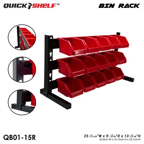 Quick Shelf 15 Bin Heavy Duty Table Top Bin Rack With 15pcs Red Plastic Bins Shopee Philippines