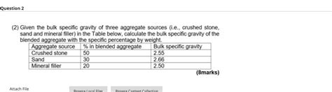 solved question 2 2 given the bulk specific gravity of