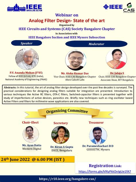 Analog Filter Design Ieee Bangalore Cas Chapter