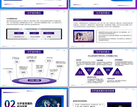 紫色简约元宇宙知识科普ppt模板 包站长