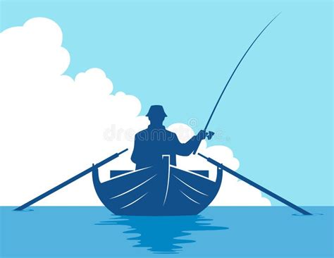 Fisherman In Boat In Water Stock Illustration Illustration Of Adults