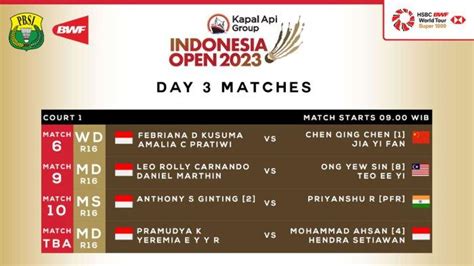Live Streaming 16 Besar Indonesia Open 2023 13 Wakil Merah Putih Berebut Tiket Perempat Final