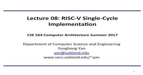 Pdf Lecture 08 Risc V Single Cycle Implementaon Passlab · Slides