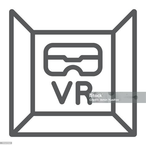 Vr 房間線圖示 遊戲和技術 虛擬實境空間符號 向量圖形 一個線性圖案上的白色背景向量圖形及更多10號圖片 10號 360度景象