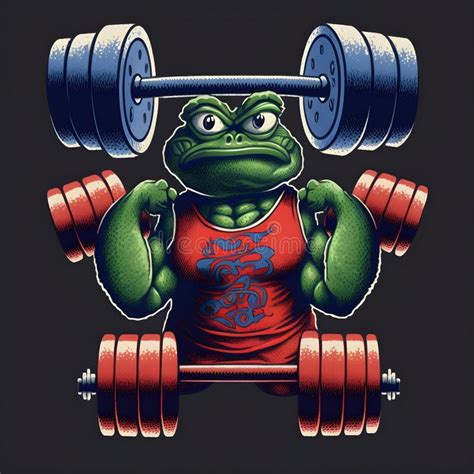 Green Frog Lifting Weights Stock Illustration Illustration Of Lifting