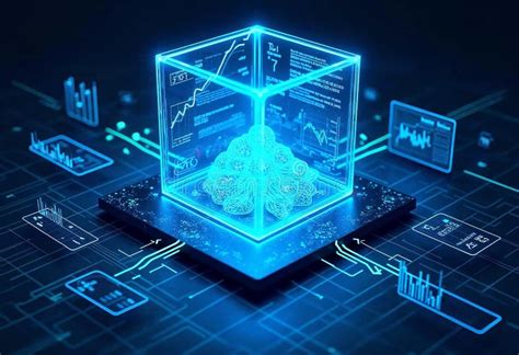 Glowing Ai Cube With Brain And Data Visualizations Stock Illustration Illustration Of