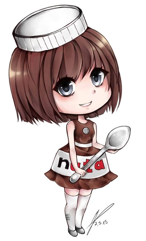 Keychain Nutella Chibi Girl Drawings Girls Cartoon Art Kawaii Drawings