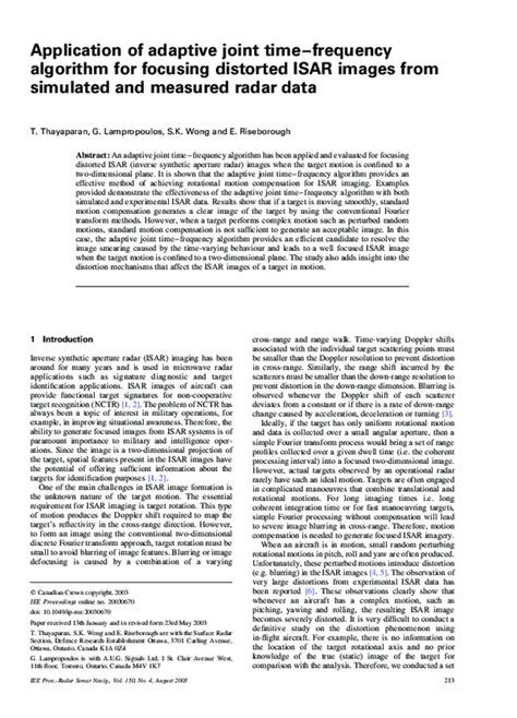 Pdf Application Of Adaptive Joint Timefrequency Algorithm For