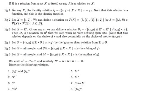 solved if r is a relation from a set x to itself we say r