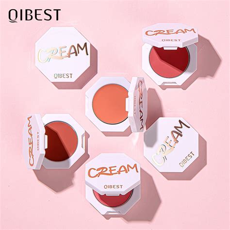 QIBEST 6 Color Blush Makeup Palette Red Rouge Lasting Natural Cream