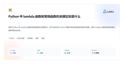 Python 中 Lambda 函数和常规函数的关键区别是什么 Labex