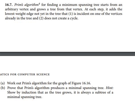 solved 16 7 prim s algorithm4 for finding a minimum