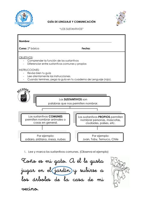 Guía sustantivos GUÕA DE LENGUAJE Y COMUNICACIN LOS SUSTANTIVOS