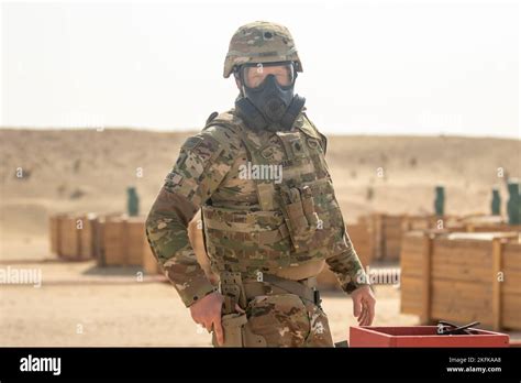 U S Army Soldiers From The 35th Infantry Division Conduct M17 And M4