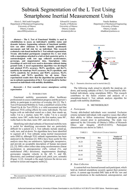 Pdf Subtask Segmentation Of The L Test Using Smartphone Inertial