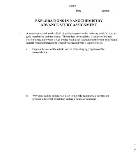 Solved EXPLORATIONS IN NANOCHEMISTRY ADVANCE STUDY Chegg