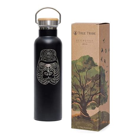Buy Tree Tribe Black Gorilla Water Bottle Stainless Steel Oz Vacuum Insulated Double Wall