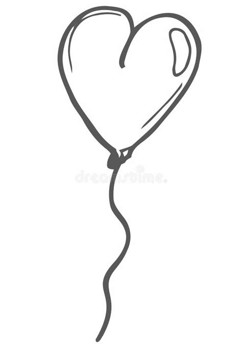 Cute Heart Shaped Balloons Isolated On White Background Vector Hand